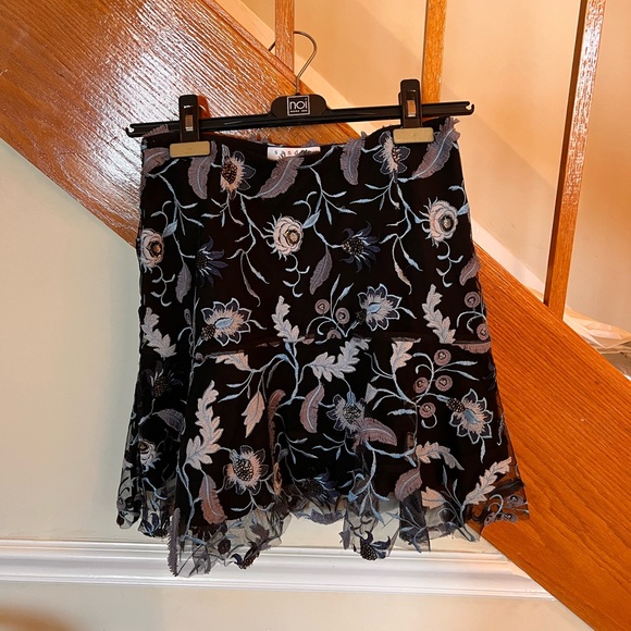Sandro | Skirts | Sandro Mini Skirt With Floral Embroidered Detail ...